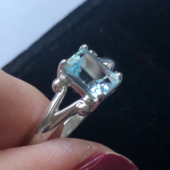 Jewelry | Blue Topaz Emerald Cut Ring 925 Sterling 75 | Poshmark